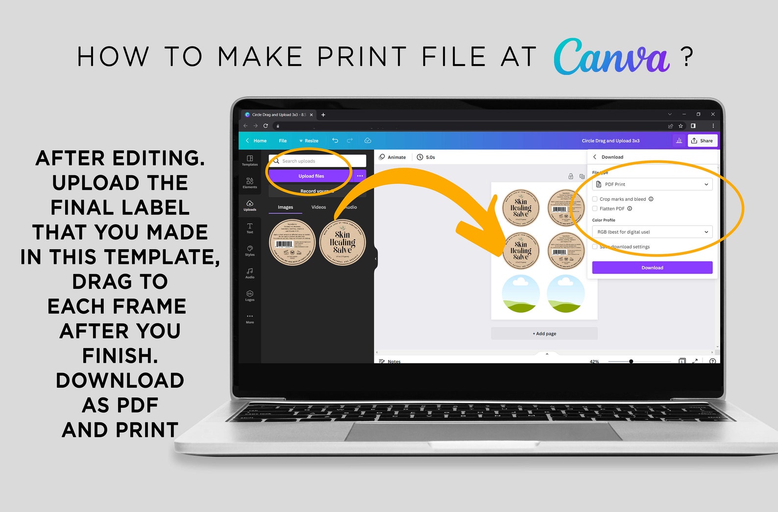 Printable Skin Healing Salve Round Label Sticker, Skincare Balm Round ...