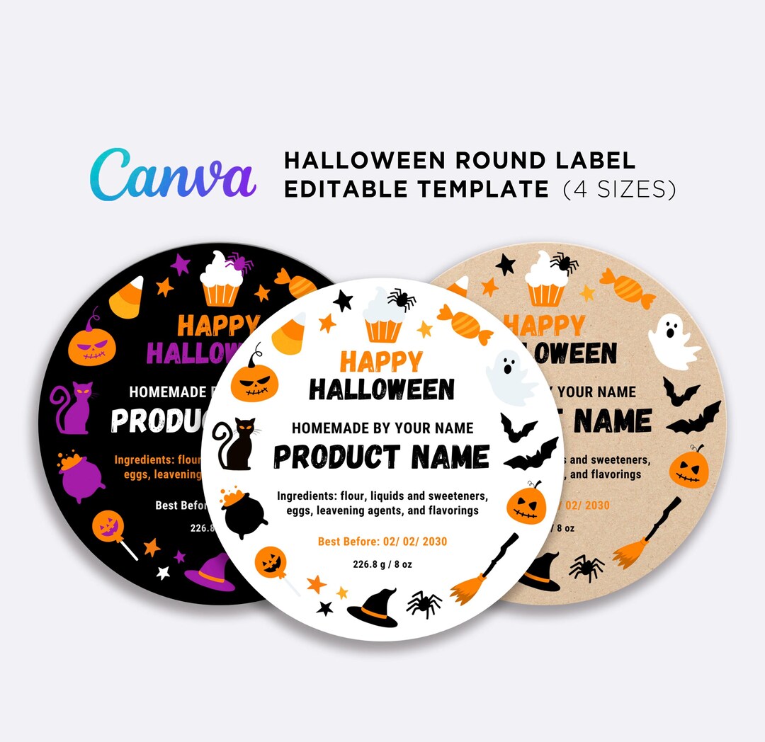 Halloween Theme Tags, Halloween Round Labels, Halloween Candy Tags ...