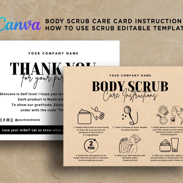 Body Scrub Care Card - Etsy
