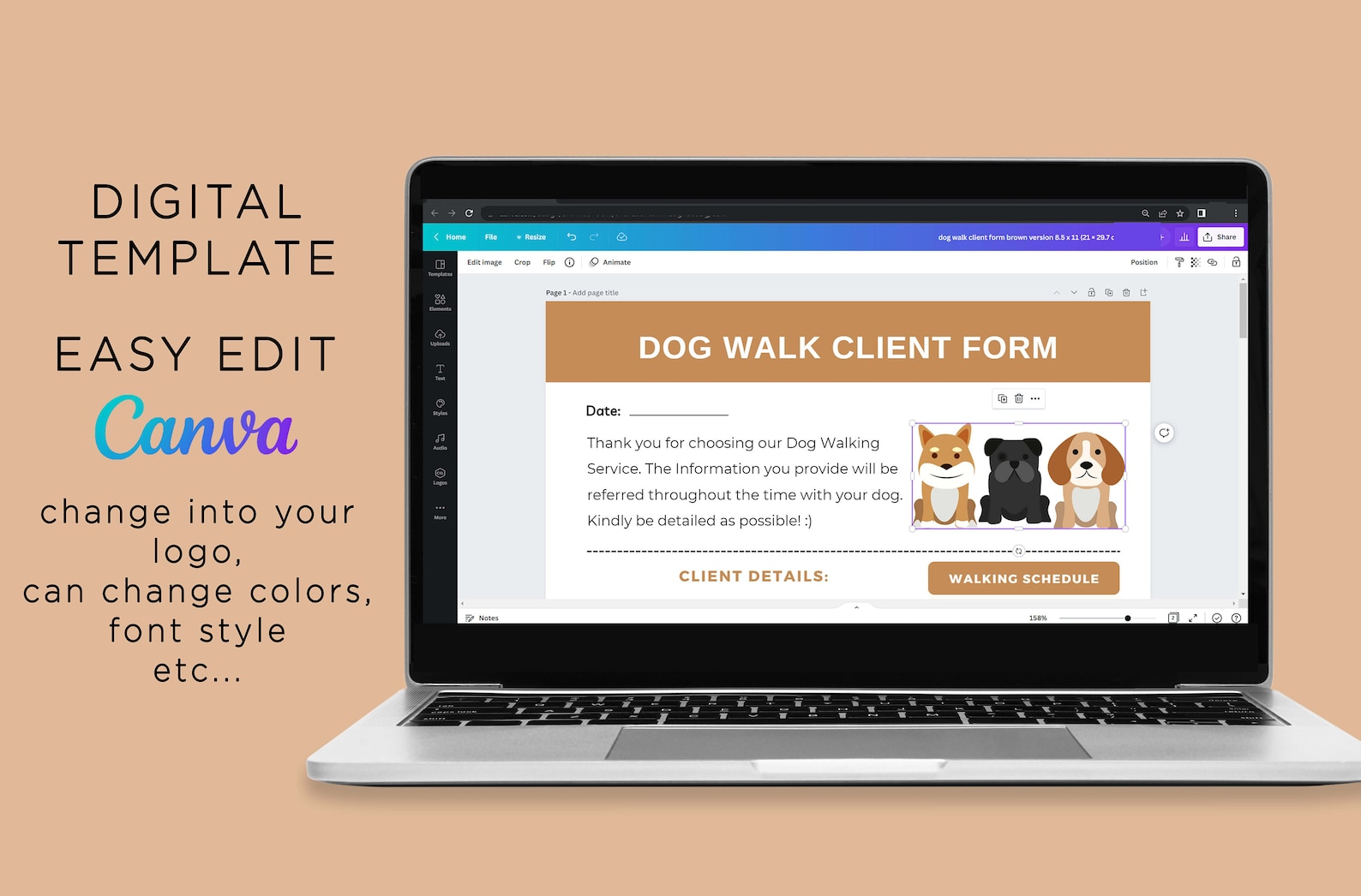 Printable Dog Walk Client Form Dog Walk Service Dog - Etsy