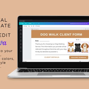 Printable Dog Walk Client Form, Dog Walk Service Dog Information, Dog ...