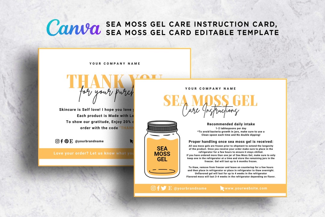 Sea Moss Gel Care Card Sea Moss Gel Sea Moss Jar Sea Moss - Etsy
