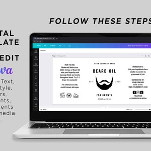 Editable Beard Oil Labels, Beard Oil Bottle Dropper Label, Beard Oil ...