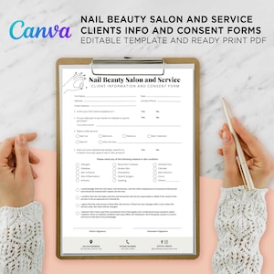 Nail Beauty Salon Forms, Nail Technician Forms, Nail Salon Client ...