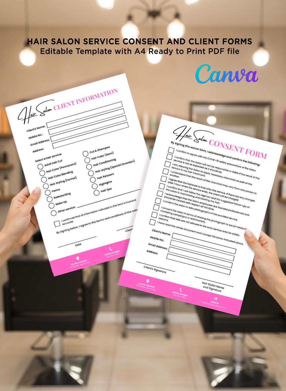 Printable Hair Salon Consent Form, Hair Salon Service Form, Hair Salon ...