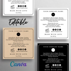 Product Ingredients Square Label, Ingredients Back Square Label ...