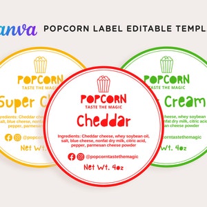 Popcorn Labels, Popcorn Logo, Popcorn Business, Popcorn Templates ...