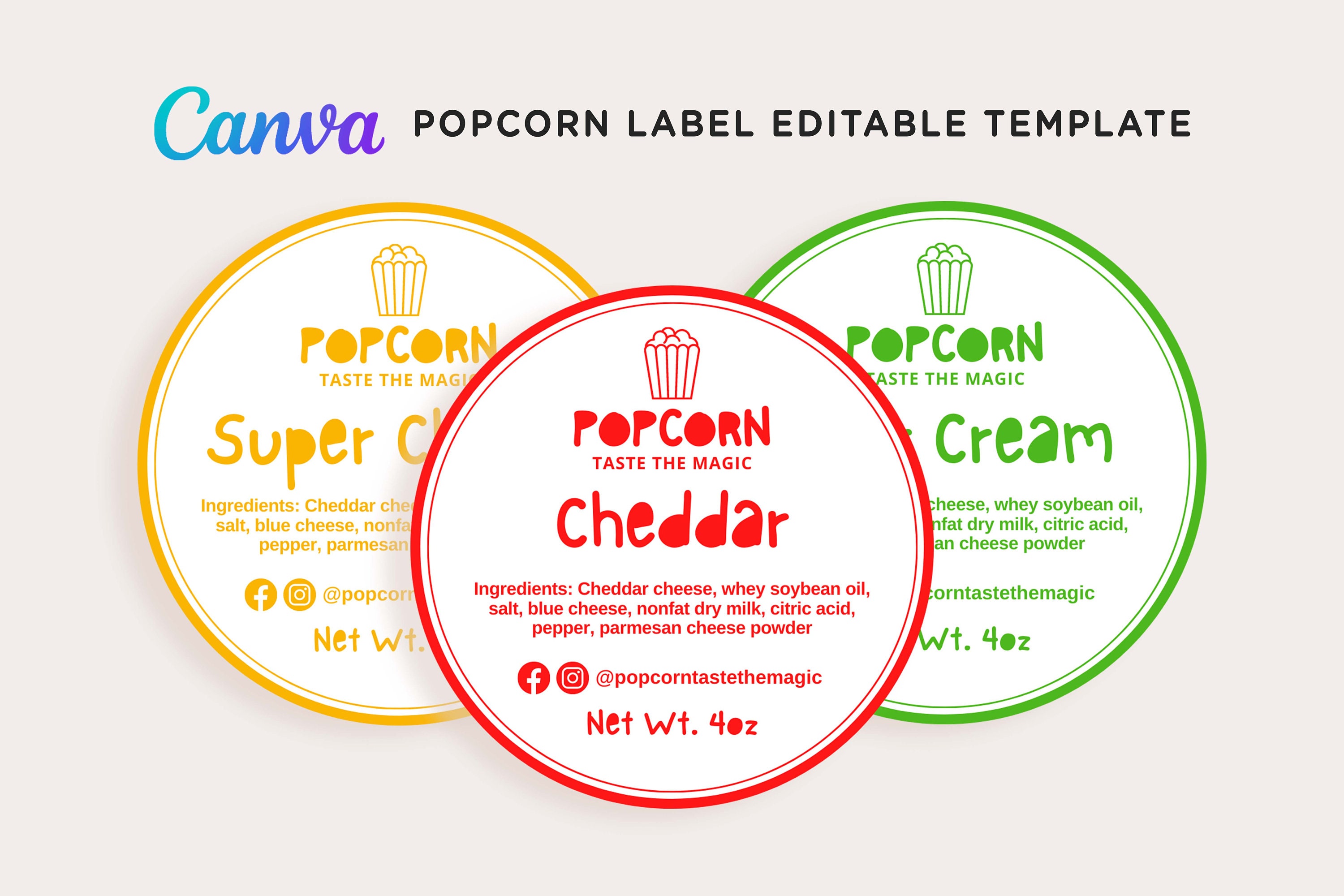 Popcorn Labels, Popcorn Logo, Popcorn Business, Popcorn Templates ...