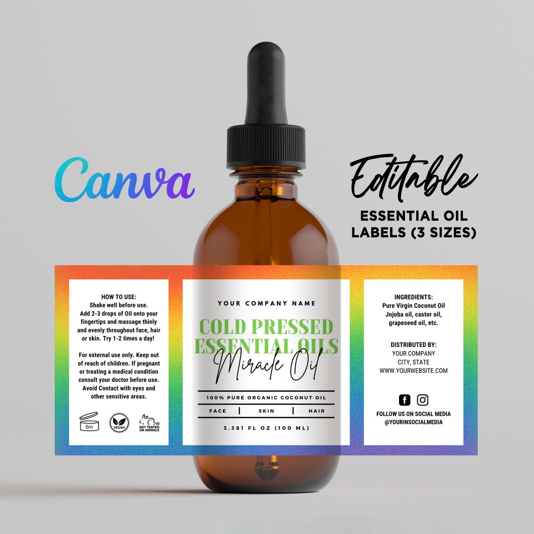 Dropper Oil Label Designs, Essential Oil Labels, Cold Pressed Oil ...