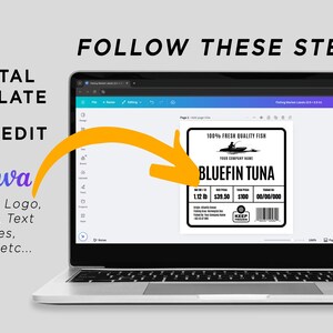 Seafood Price Tag Label Template: Editable Fish Packaging Design (canva ...