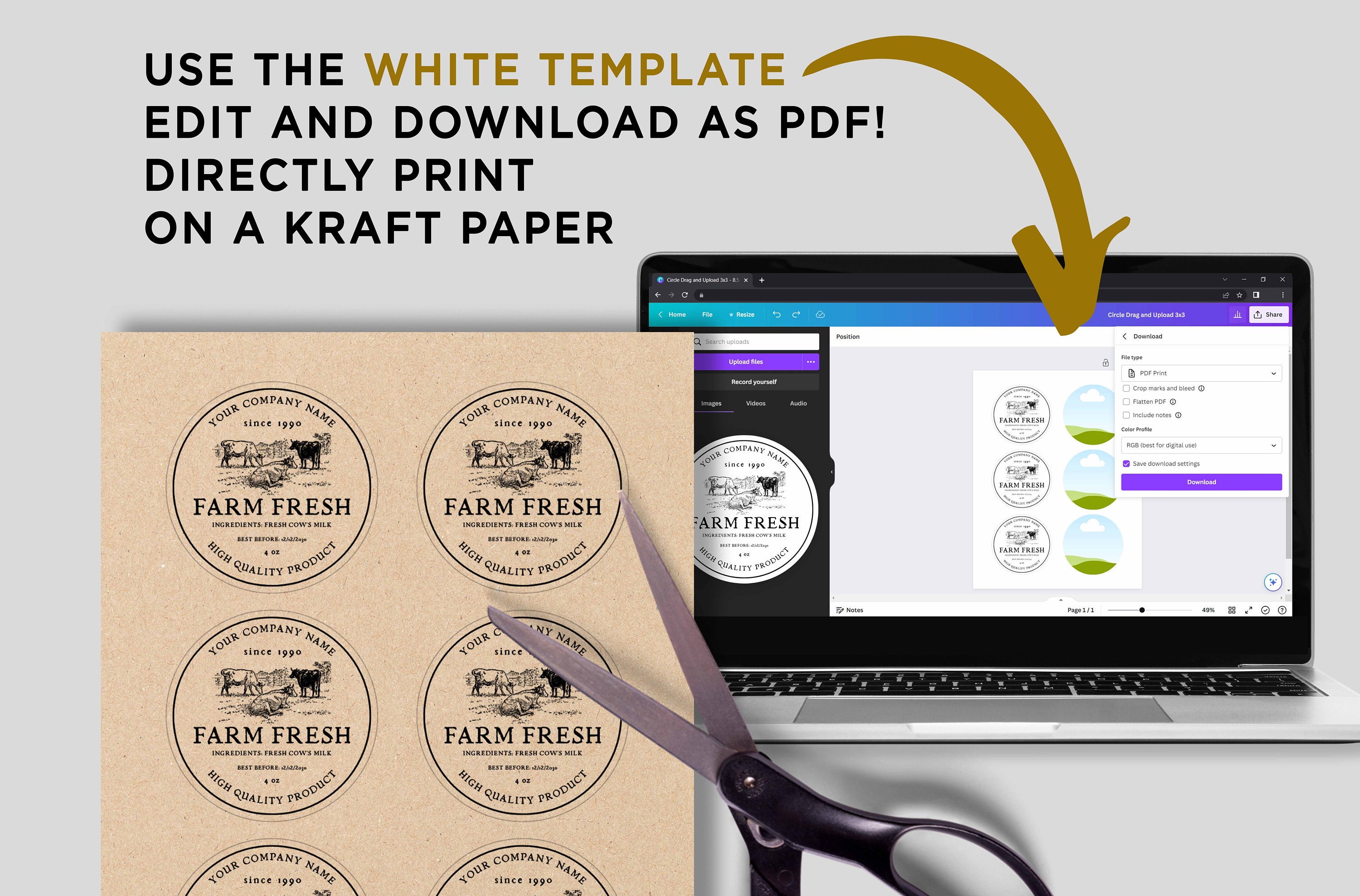Farm Fresh Labels, Farm Template, Cow Printables, Farm Labels, Fresh ...