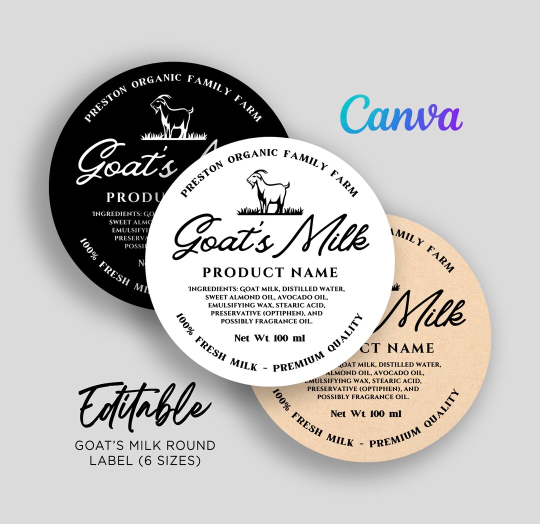 Goat Milk Product Labels, Goat Milk Soap Labels, Goat Milk Template ...
