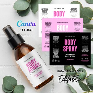 Body Spray Labels, Body Mist Labels, Body Perfume Labels, Hydrating ...
