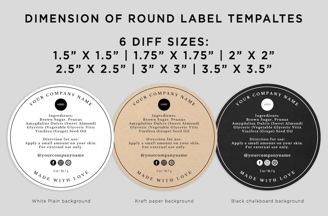 Printable Ingredients Product Label, Ingredients Back Circle Label ...