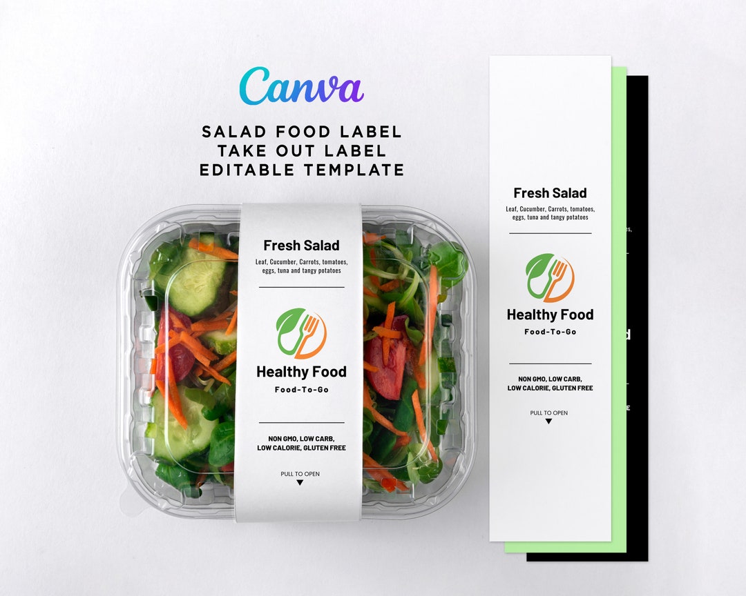 Printable Food Container Label, Fresh Salad Labels, Take Out Box Label ...