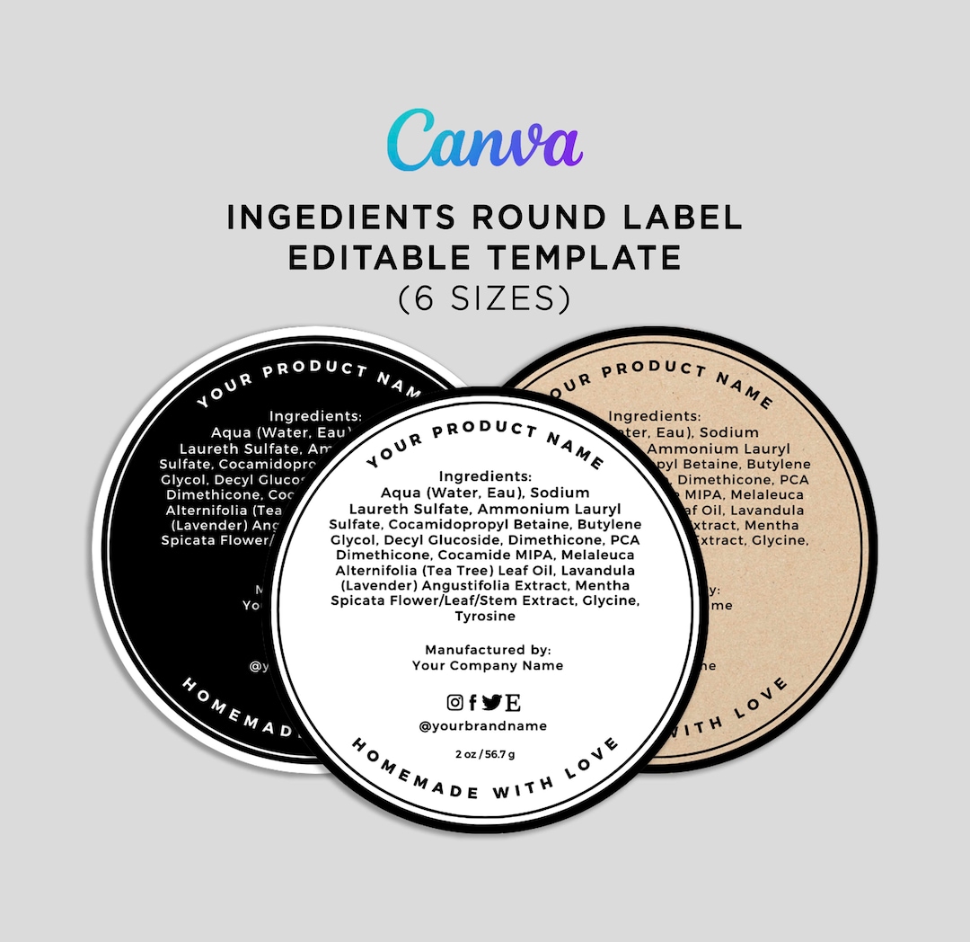 Homemade Ingredients Product Label, Ingredients Back Round Sticker ...
