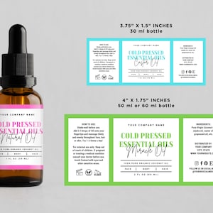 Bottle Dropper Oil Label Designs, Essential Oil Labels, Cold Pressed ...