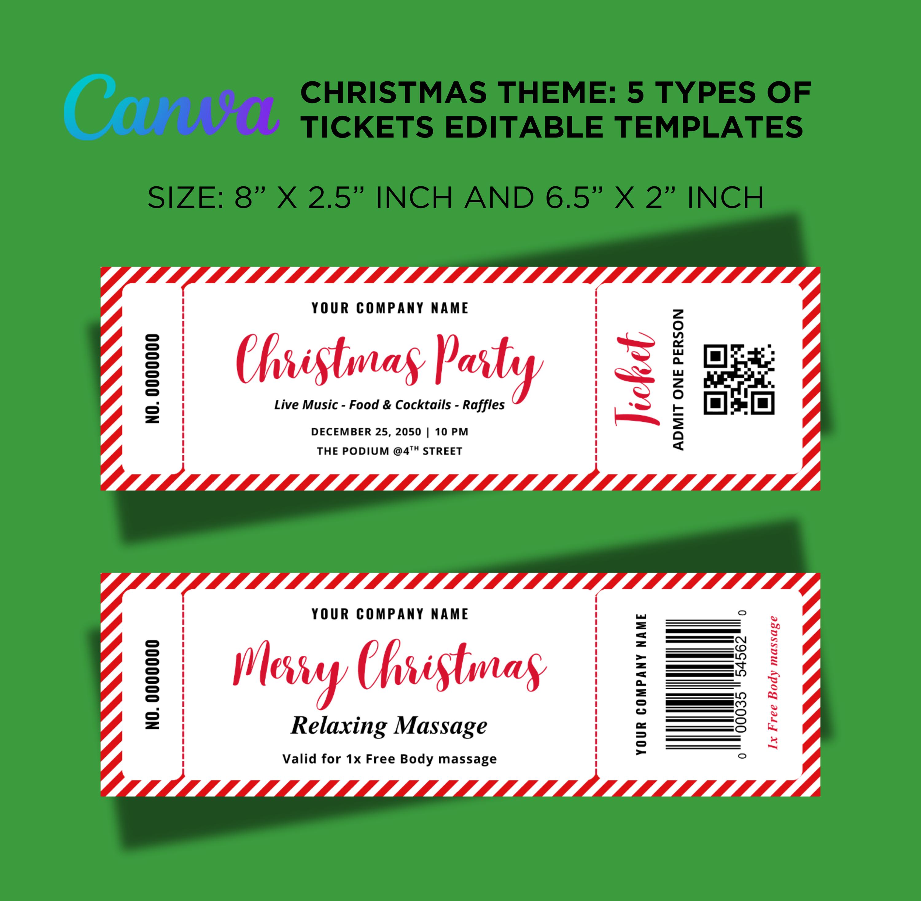 Christmas Raffle Ticket Template Bundle, Holiday Promotional Discounts ...