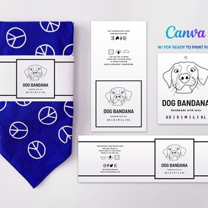 Printable Dog Bandana Label Template Hang Tag Fold Over Tag - Etsy
