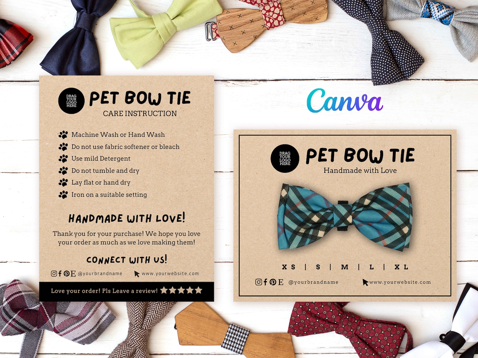 Printable Pet Bow Card Labels, Pet Bow Tie Business Card, Dog Bow Tie ...