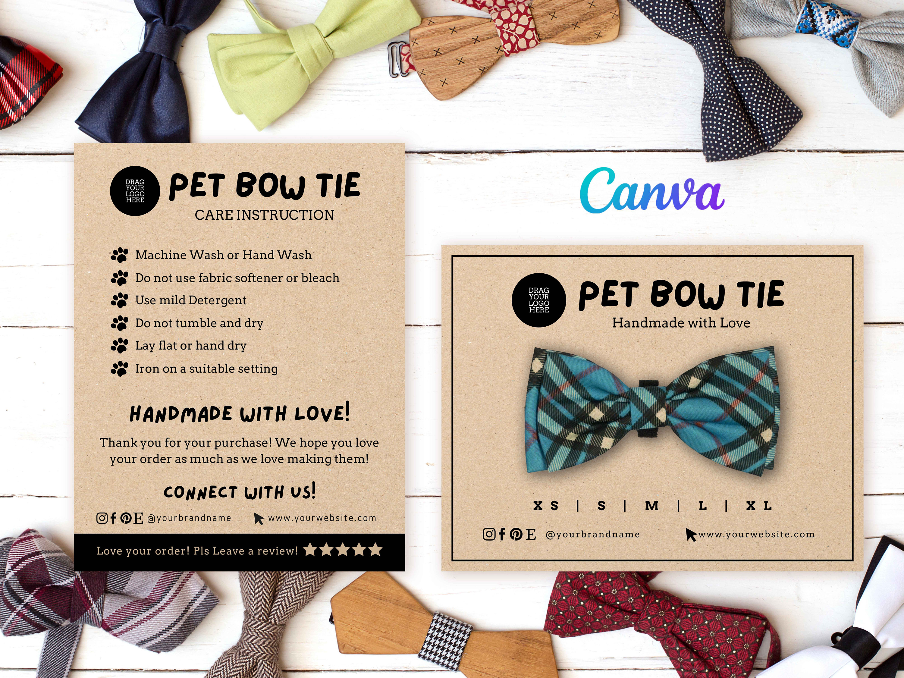 Printable Pet Bow Card Labels, Pet Bow Tie Business Card, Dog Bow Tie ...