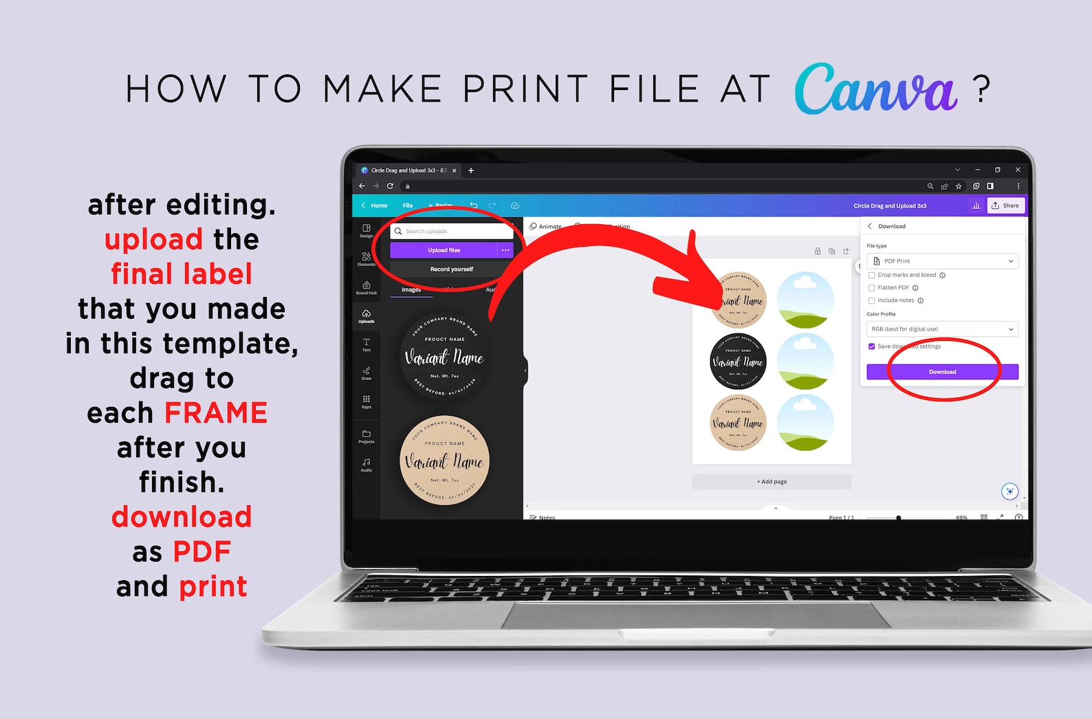 Round Sticker Labels, Round Packaging, Canning Jar Label, Rustic Label ...