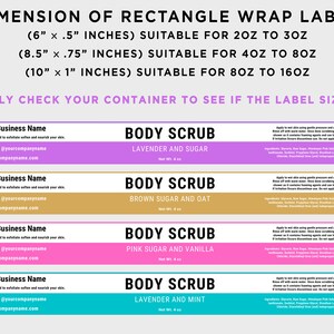 Editable Body Scrub Label for Low Profile Jars, Sugar Scrub Label ...