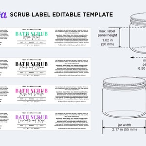 Bath Scrub Wrap Label Designs, Sugar Scrub Labels, Bath Body Scrub ...