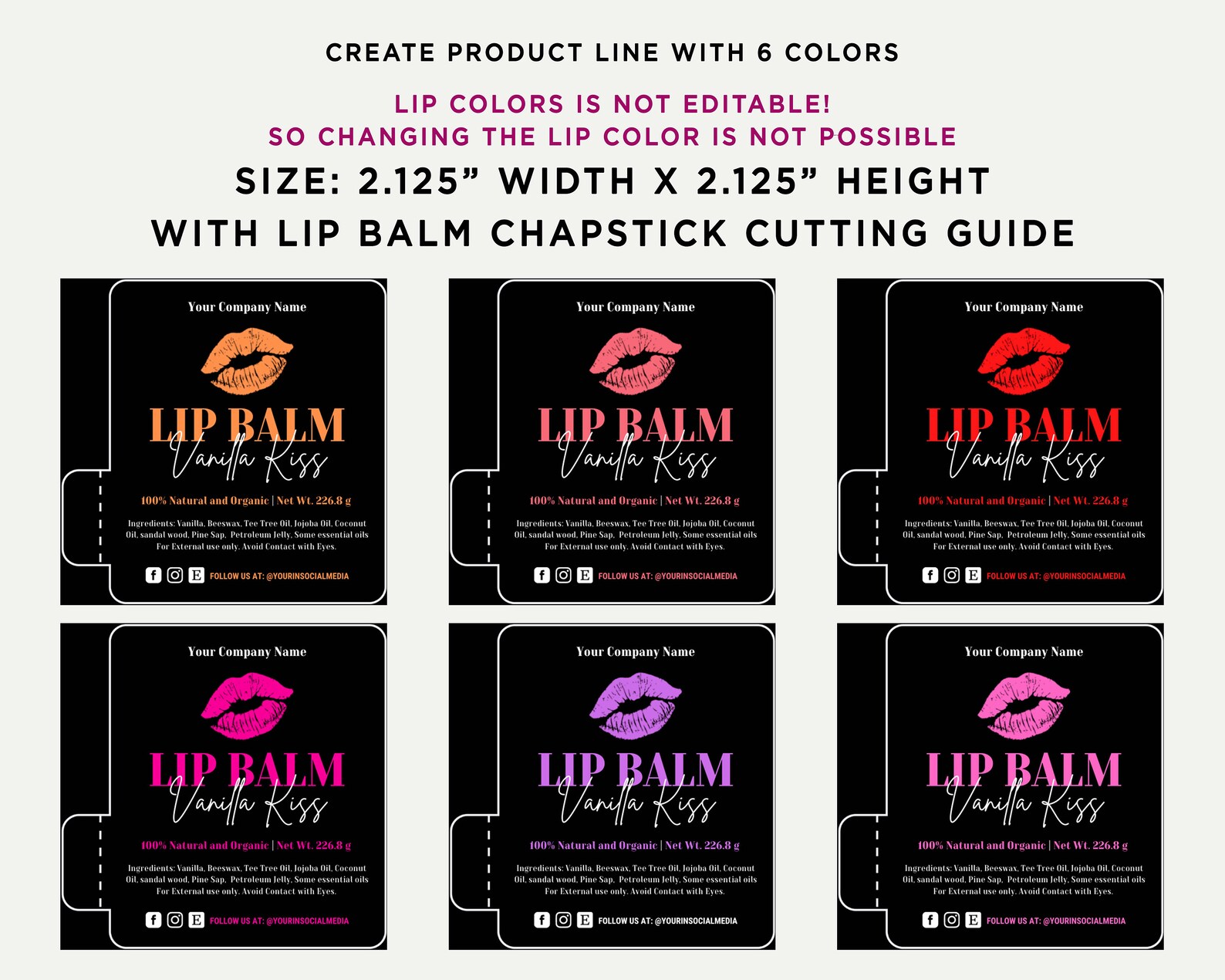Lip Balm Wrap Label Sticker, Lip Chapstick Labels, Lip Balm Black Label ...