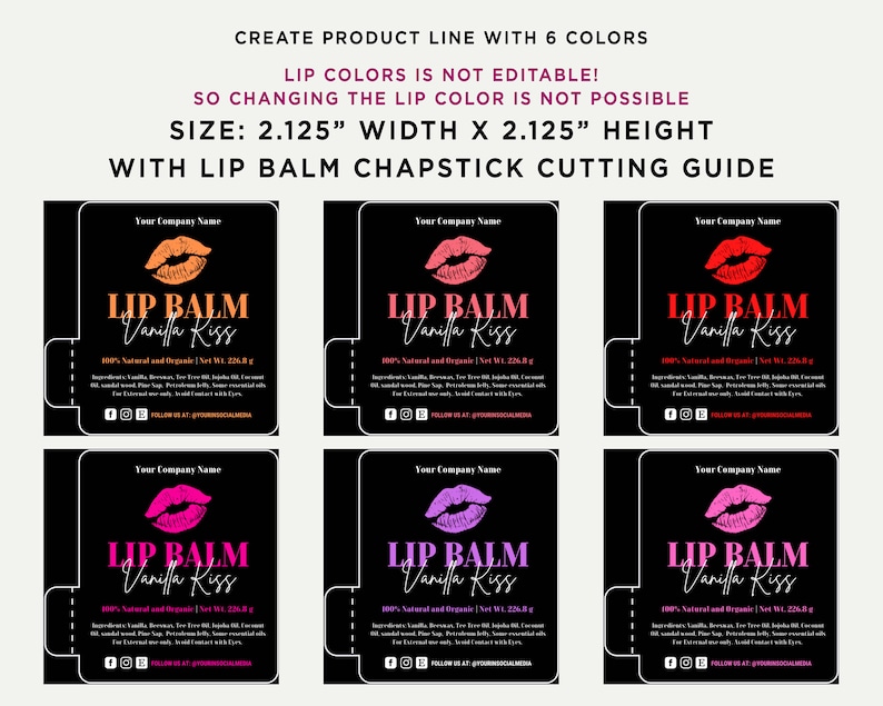Lip Balm Wrap Label Sticker Lip Chapstick Labels Lip Balm - Etsy