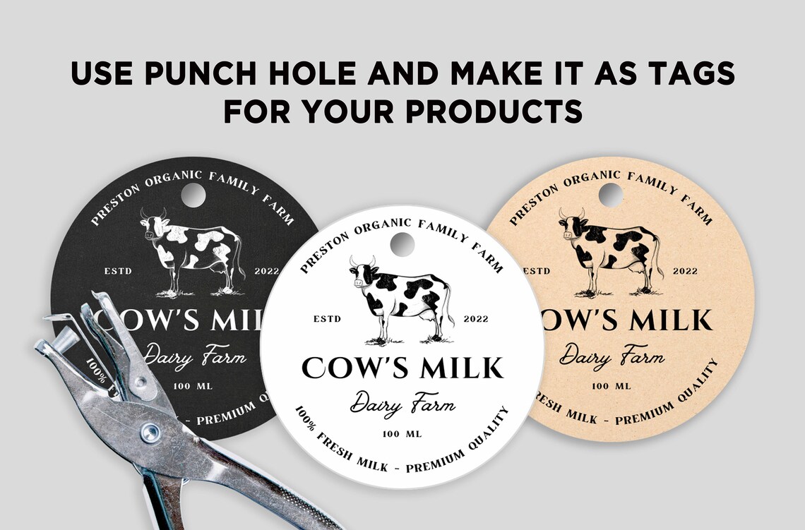 Cow's Milk Label, Milk Labels, Cow Printables, Fresh Milk Labels, Milk ...