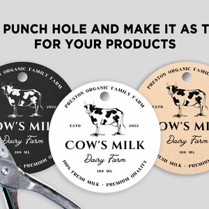 Cow's Milk Label, Milk Labels, Cow Printables, Fresh Milk Labels, Milk ...