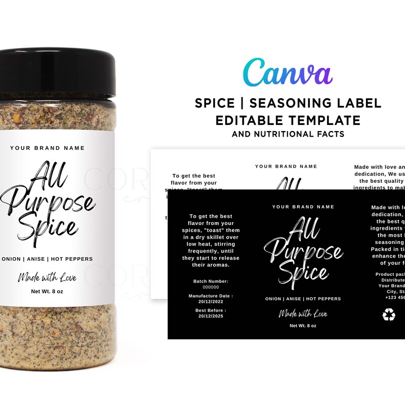 Spice Label - Etsy