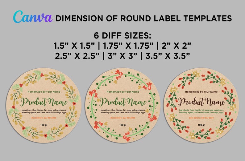 Editable Christmas Round Label Template in Canva, Festival Tags ...