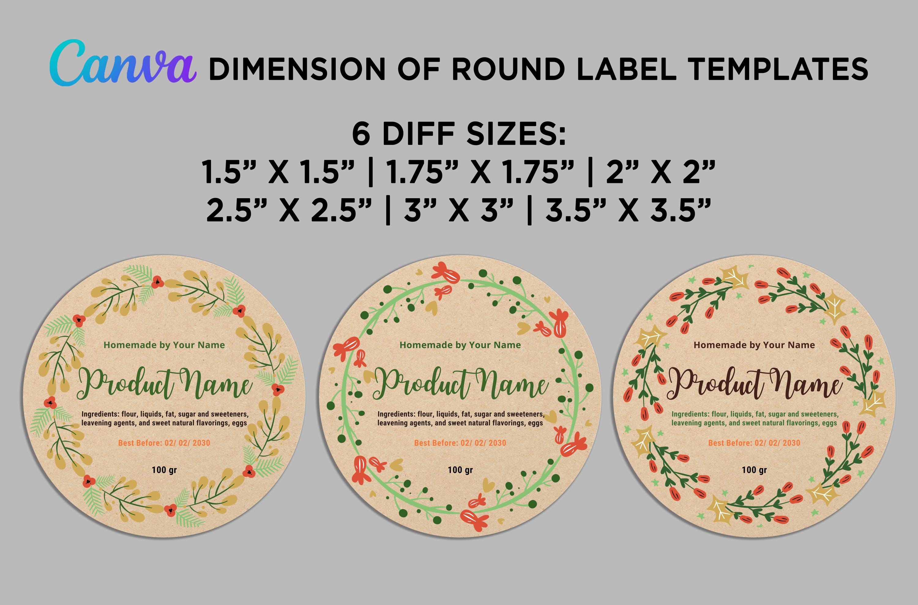 Editable Christmas Round Label Template in Canva, Festival Tags ...