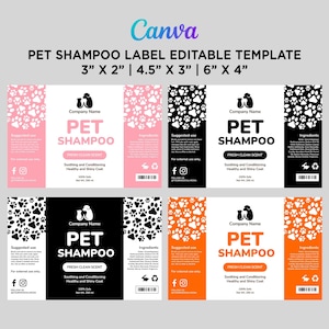 Customizable Pet Shampoo Label Template, Bottle Dog Puppy Shampoo, DIY ...