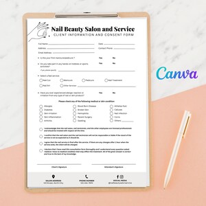 Nail Beauty Salon Forms, Nail Technician Forms, Nail Salon Client ...