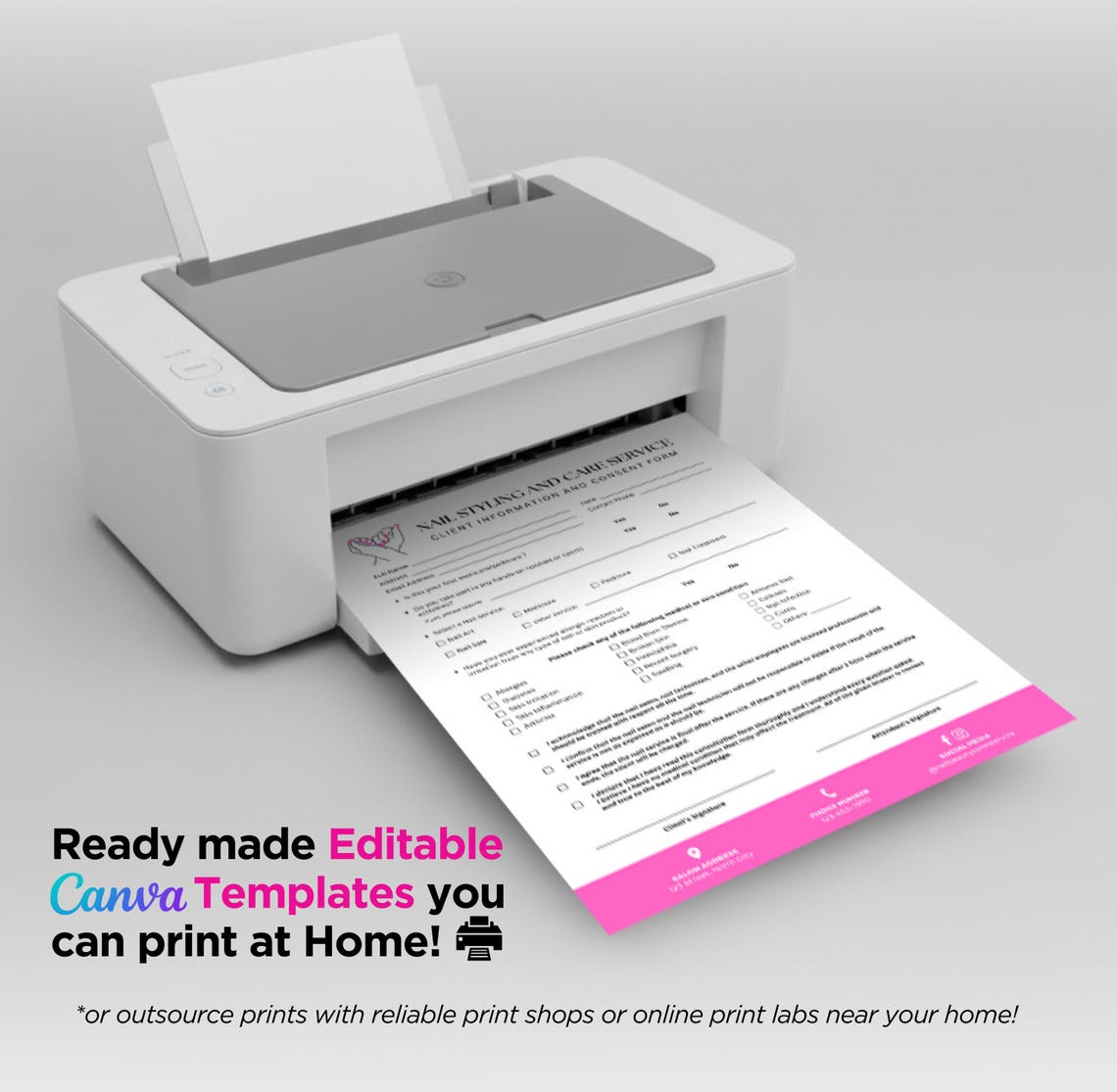 Printable Nail Consent Form, Nail Business Forms, Nail Salon Client ...