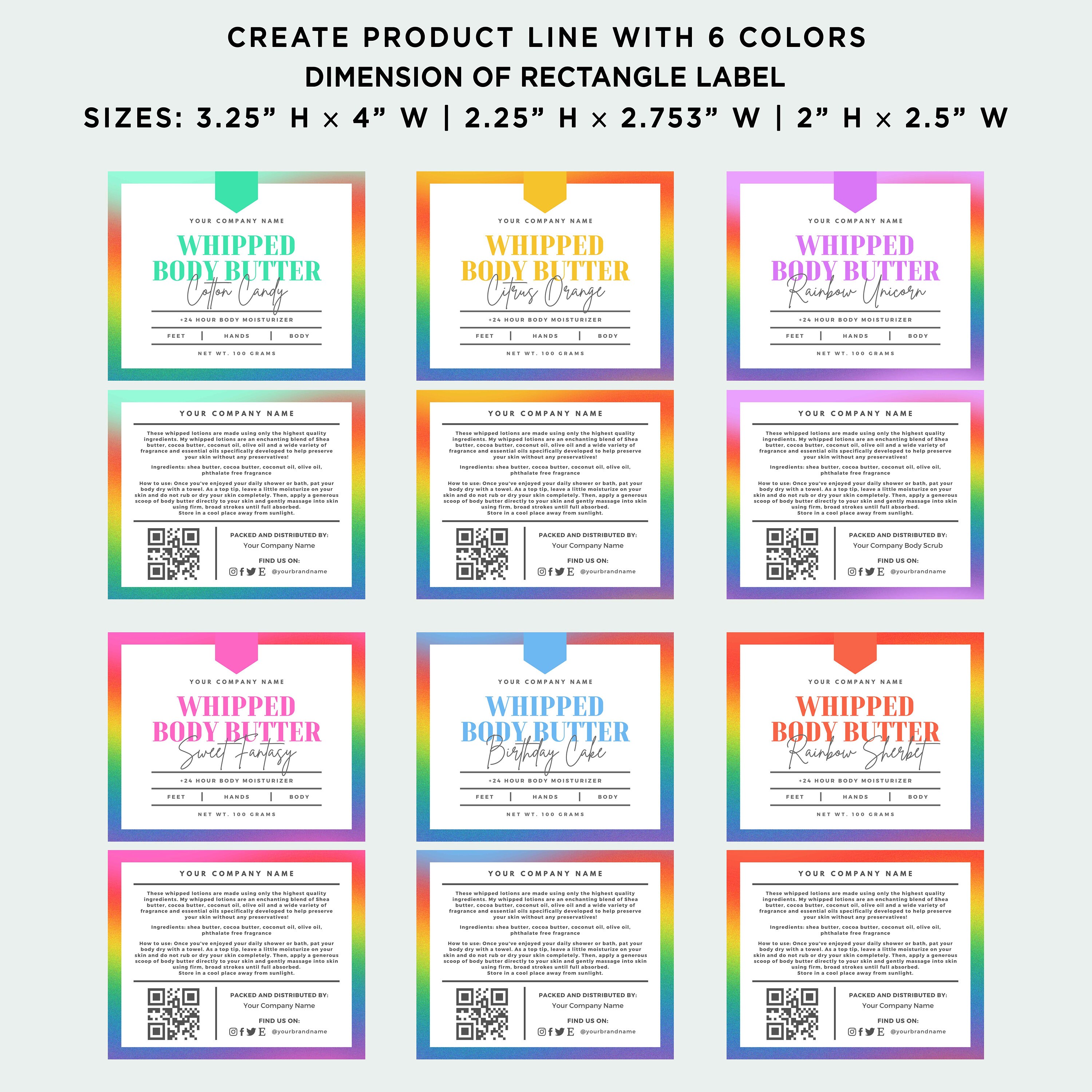Printable Whipped Body Butter Label, Rainbow Body Butter Label, Unicorn ...