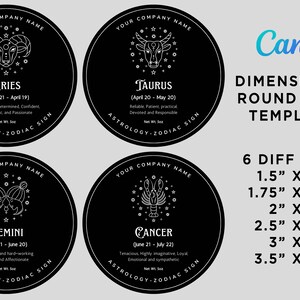 Printable Zodiac Sign Labels, Zodiac Sign Label for Candle, Astrology ...