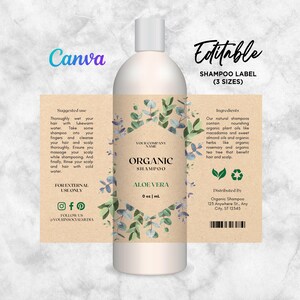 Organic Shampoo Template, Botanical Shampoo Bottle, Conditioner Label ...