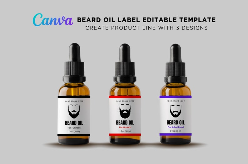 Printable Beard Oil Labels Beard Oil Serum Bottle Dropper - Etsy