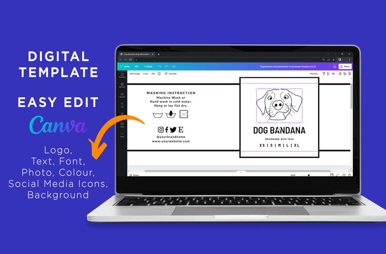 Printable Dog Bandana Label Template Hang Tag Fold Over Tag - Etsy