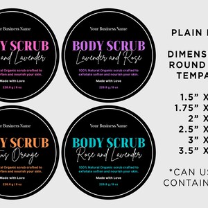 Printable Bath Body Scrub Labels for Low Profile Jars, Small Jar, Sugar ...