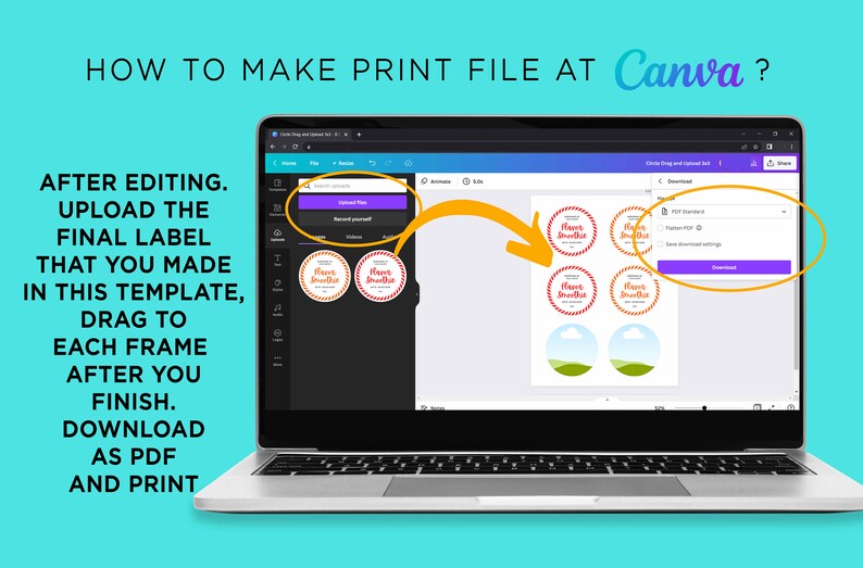 Printable Round Label for Smoothie Flavor Fruit Juice Label - Etsy