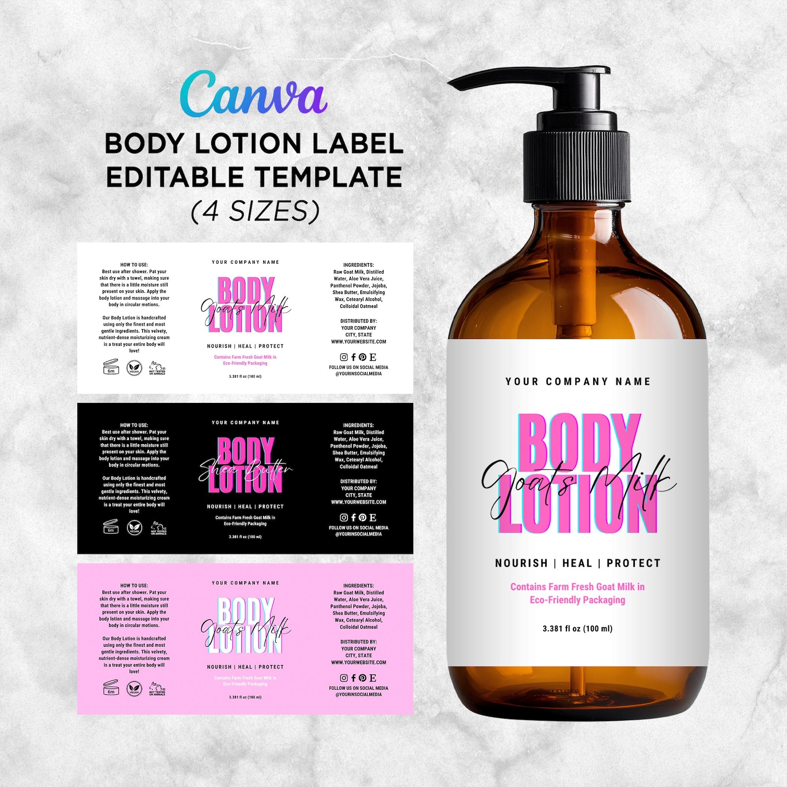 Body Lotion Label, Body Lotion Design, Lotion Label Template, Handmade ...
