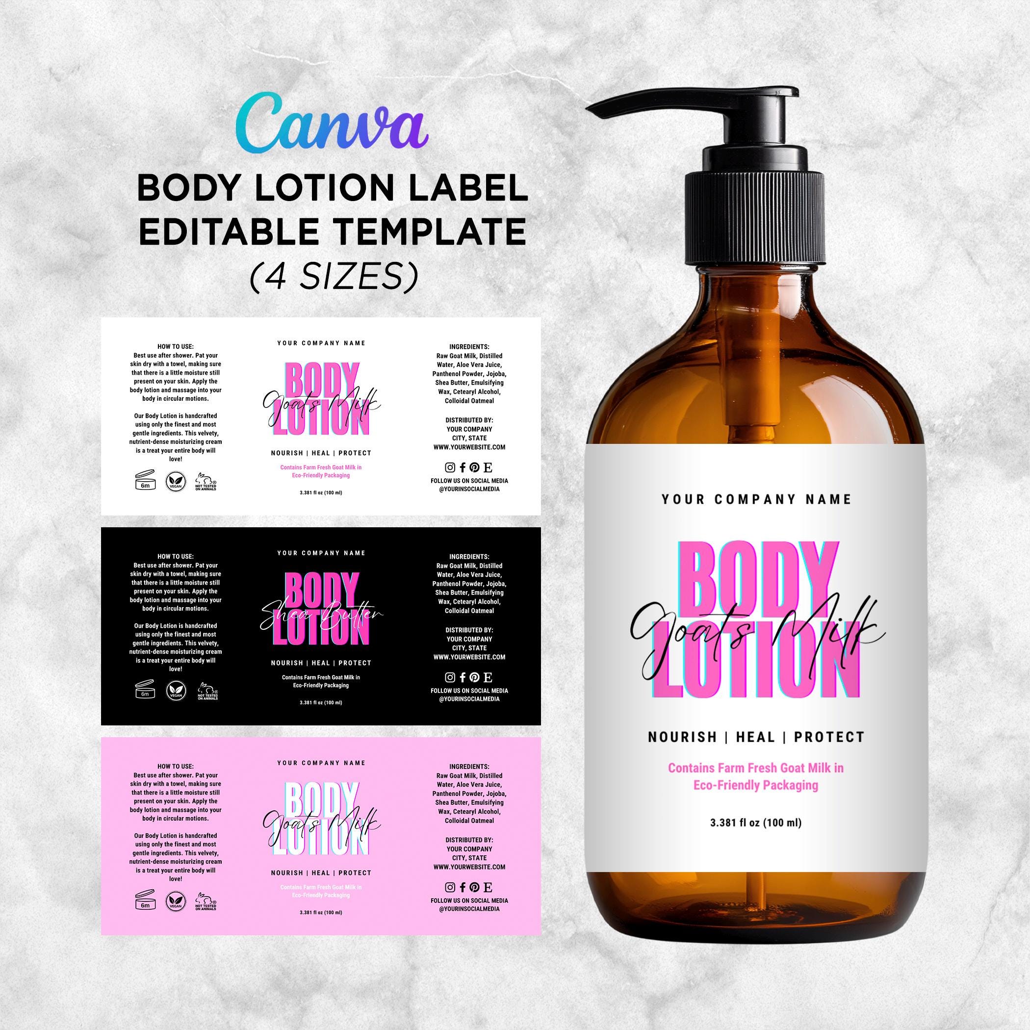 Body Lotion Label, Body Lotion Design, Lotion Label Template, Handmade ...
