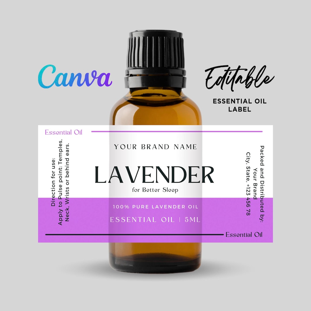 Printable Essential Oils Label, 5ml Essential Oil, 10ml Essential Oil ...
