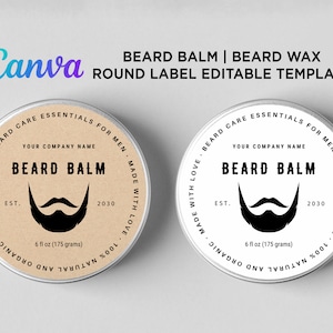 Beard Balm Labels, Beard Wax Tin Can, Beard Balm Label Sticker, Beard ...