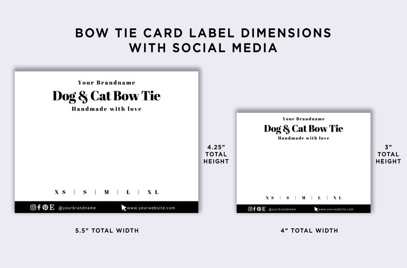 Printable Bow Card Label for Pet Bow Tie Business, DIY Pet Bow Tie Card ...